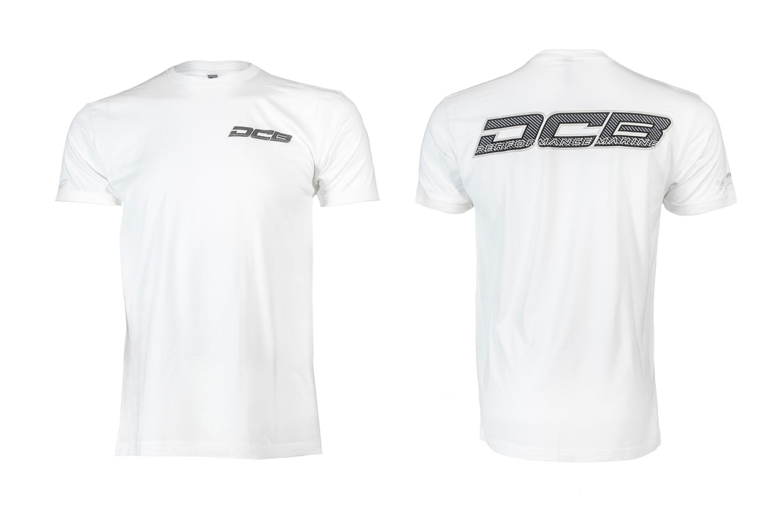 DCB CARBON FIBER LOGO/WHITE MENS T-SHIRT